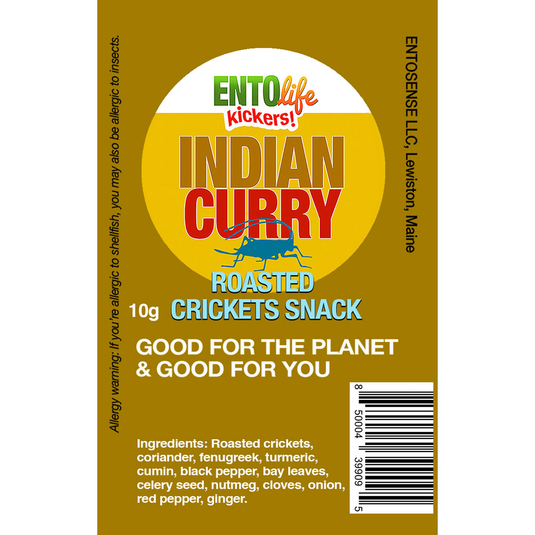 Mini-Kickers Indian Curry Flavored Cricket Snack - Kickers Crickets